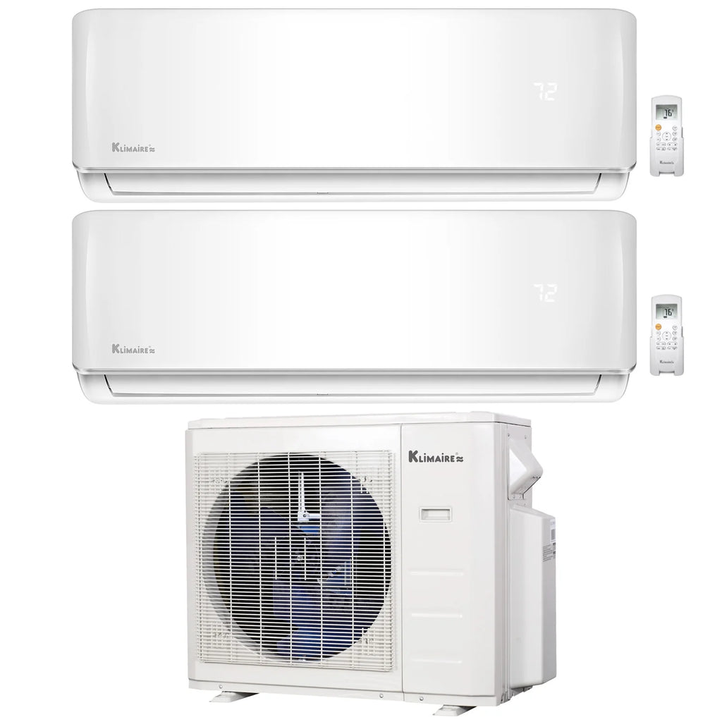 2-Zone Klimaire 23.1 SEER2 Multi Split Wall Mount Air Conditioner Heat ...