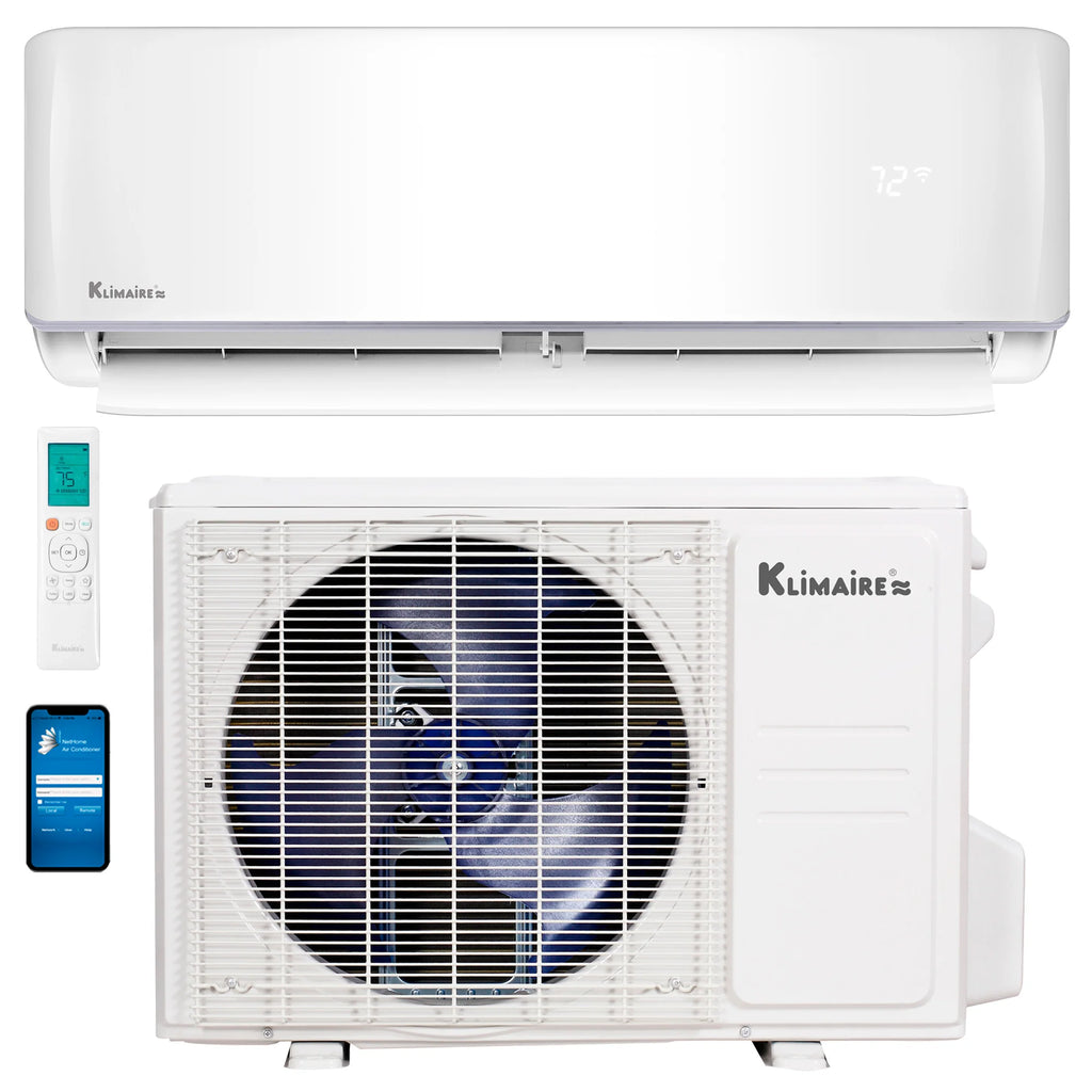 12,000 BTU Klimaire 21.4 SEER2 220V Wall-Mounted Ductless Mini-Split ...