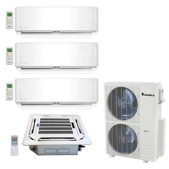 4-Zone Klimaire 23.9 SEER2 Multi Split Wall Mount Ceiling Cassette Air ...