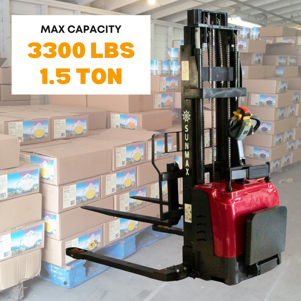SUNMAX PS3300FE-4M Full-Electric Pallet Stacker – 157" Max Lift Height ...
