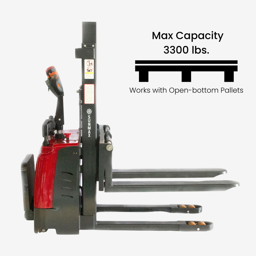 SUNMAX PS3300FE-2M Full-Electric Pallet Stacker, 3300 lbs Capacity, 78 ...